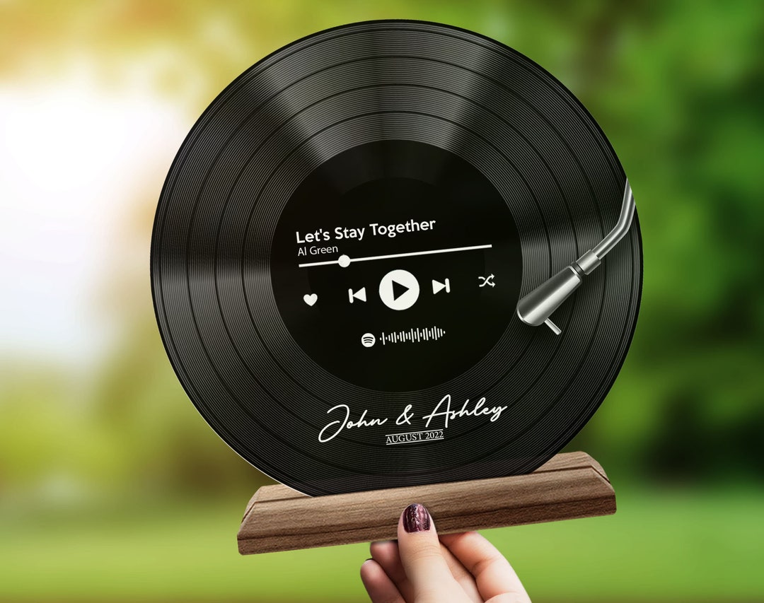 Personalised QR Code Vinyl Record Song Plaque With Wood Stand, Custom ...