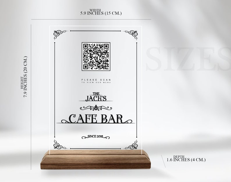 Custom Made QR Code Menu Sign Custom Natural Wood and Acrylic - Etsy