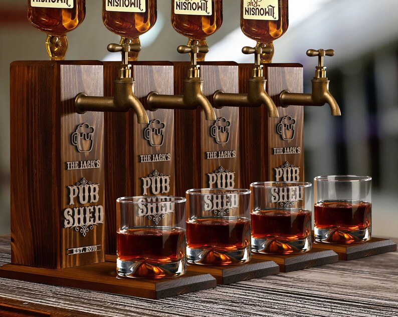 4 Units Personalized Embossed Named Wooden Whiskey Dispensers - Etsy