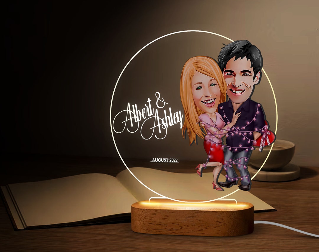 Custom LED Night Light Decor Prepared With a Special Cartoon Drawing ...