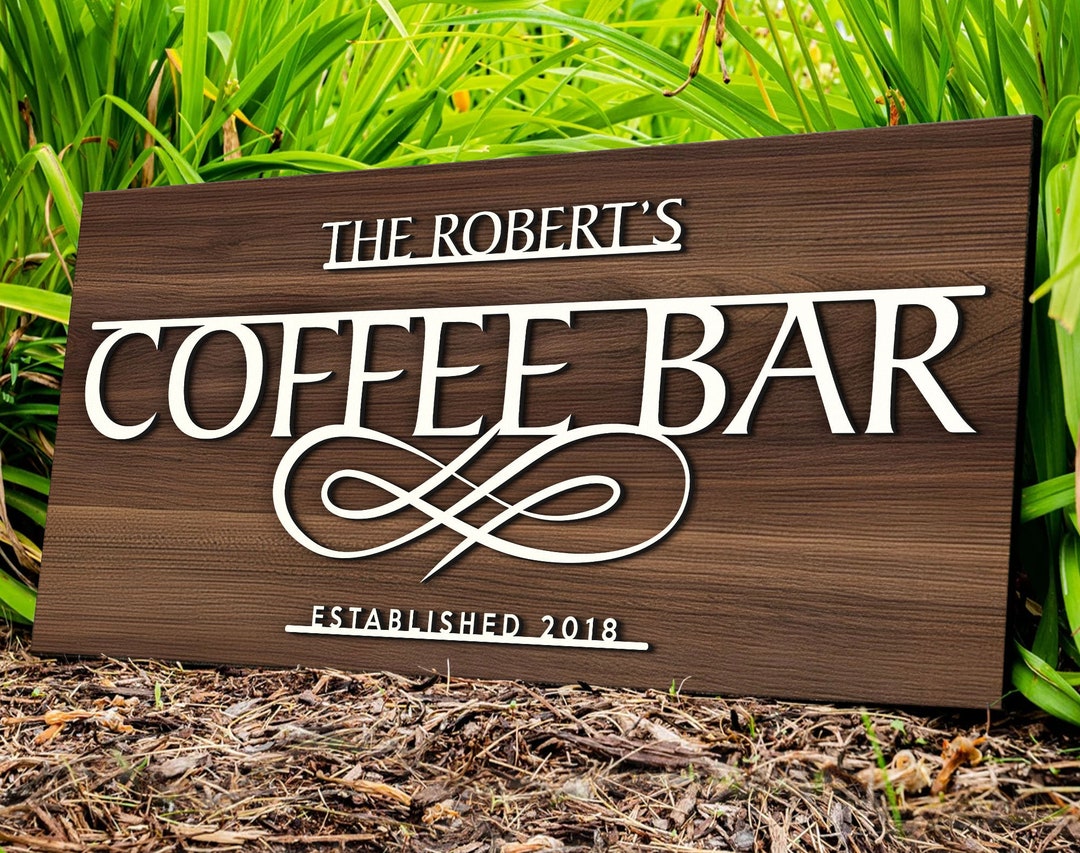 Personalized Coffee Bar Sign, Wooden Sign Gift, Custom Wood Sign ...
