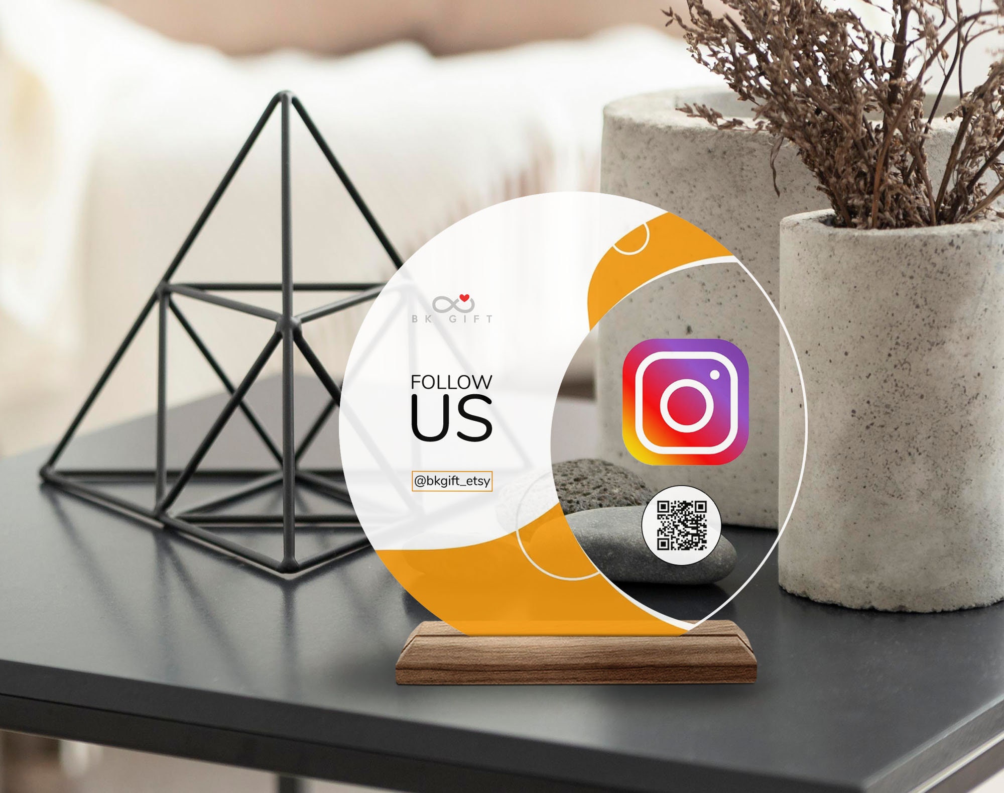 Custom Made QR Code Social Media Sign Custom Natural Wood and - Etsy