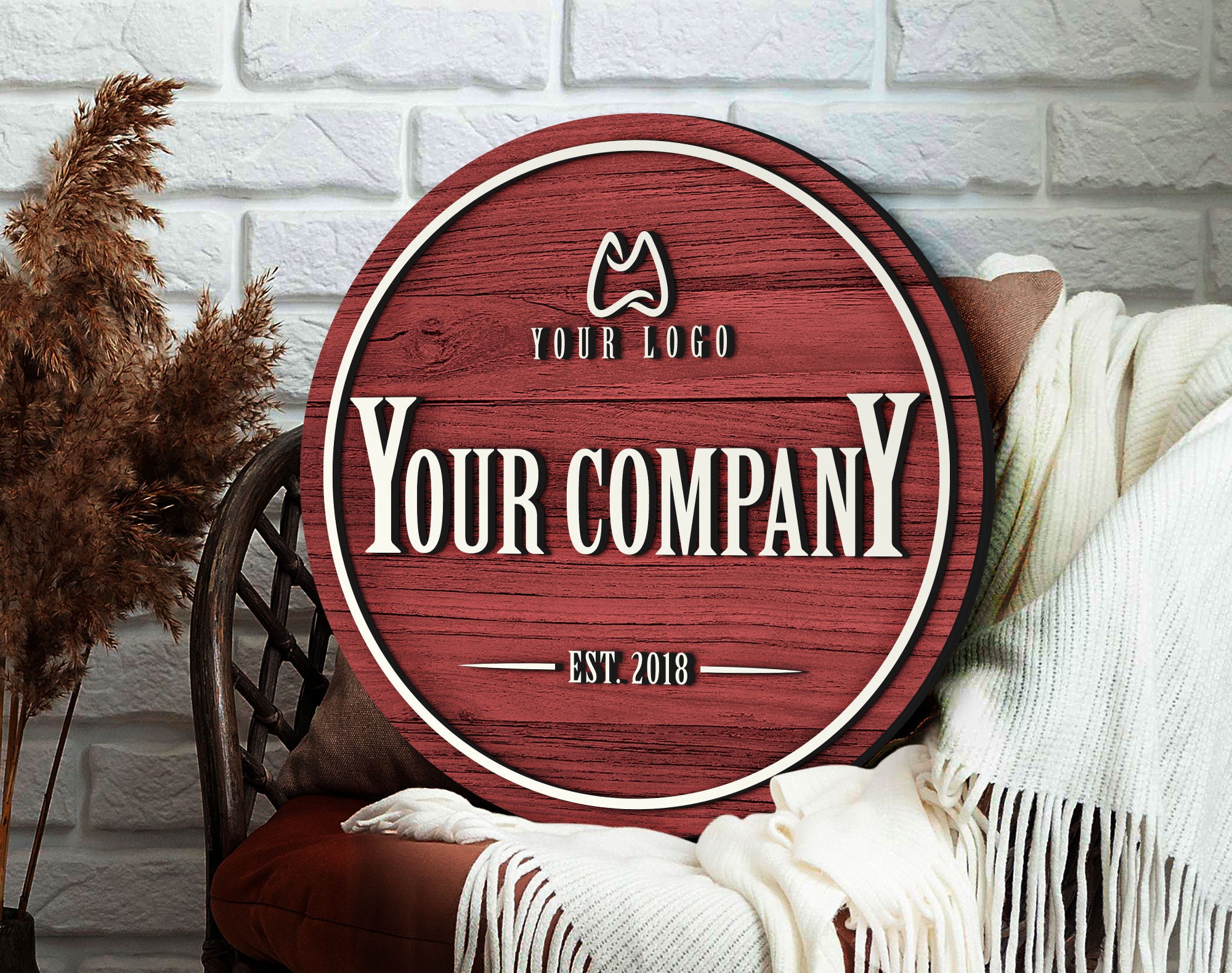 Personalized Wooden Logo Sign Wooden Round Sign Custom Wood - Etsy Canada