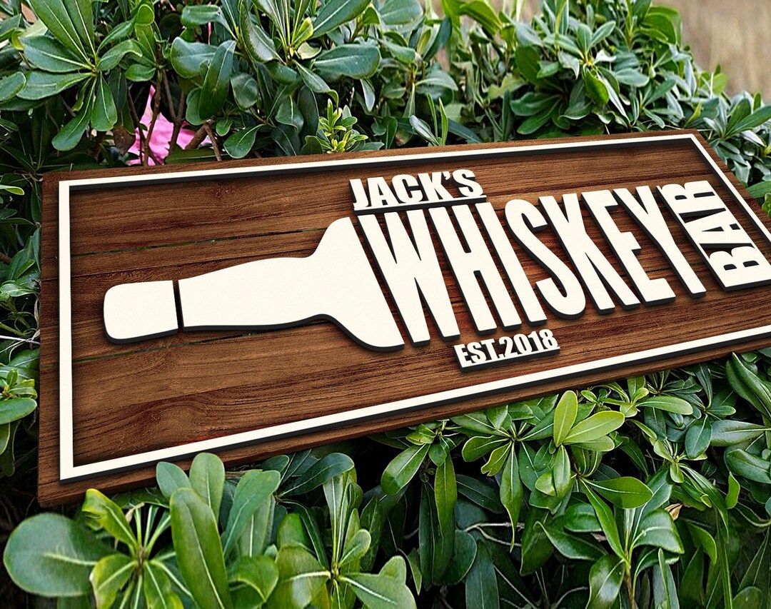 Custom Natural Wood Bar Sign, Personalized Pub Sign, Whiskey Bar Sign ...