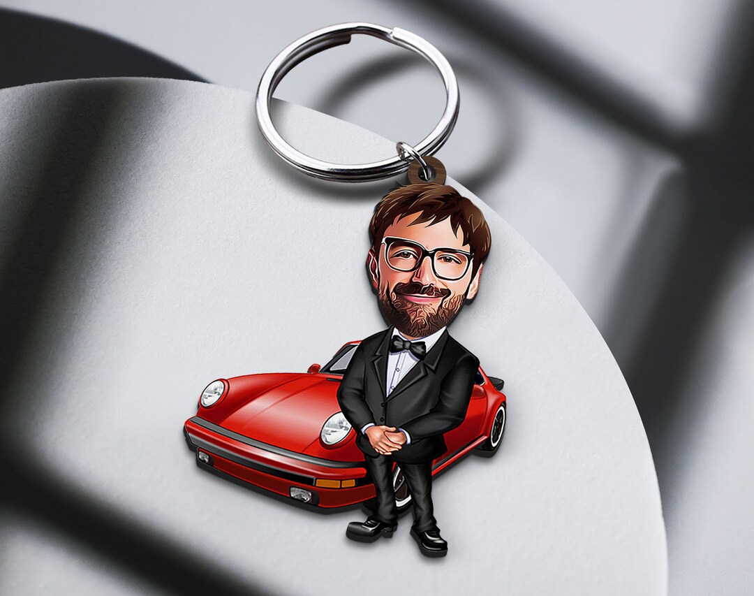 Keychain With Personalized Boss Caricature, Gift for Him, Custom ...