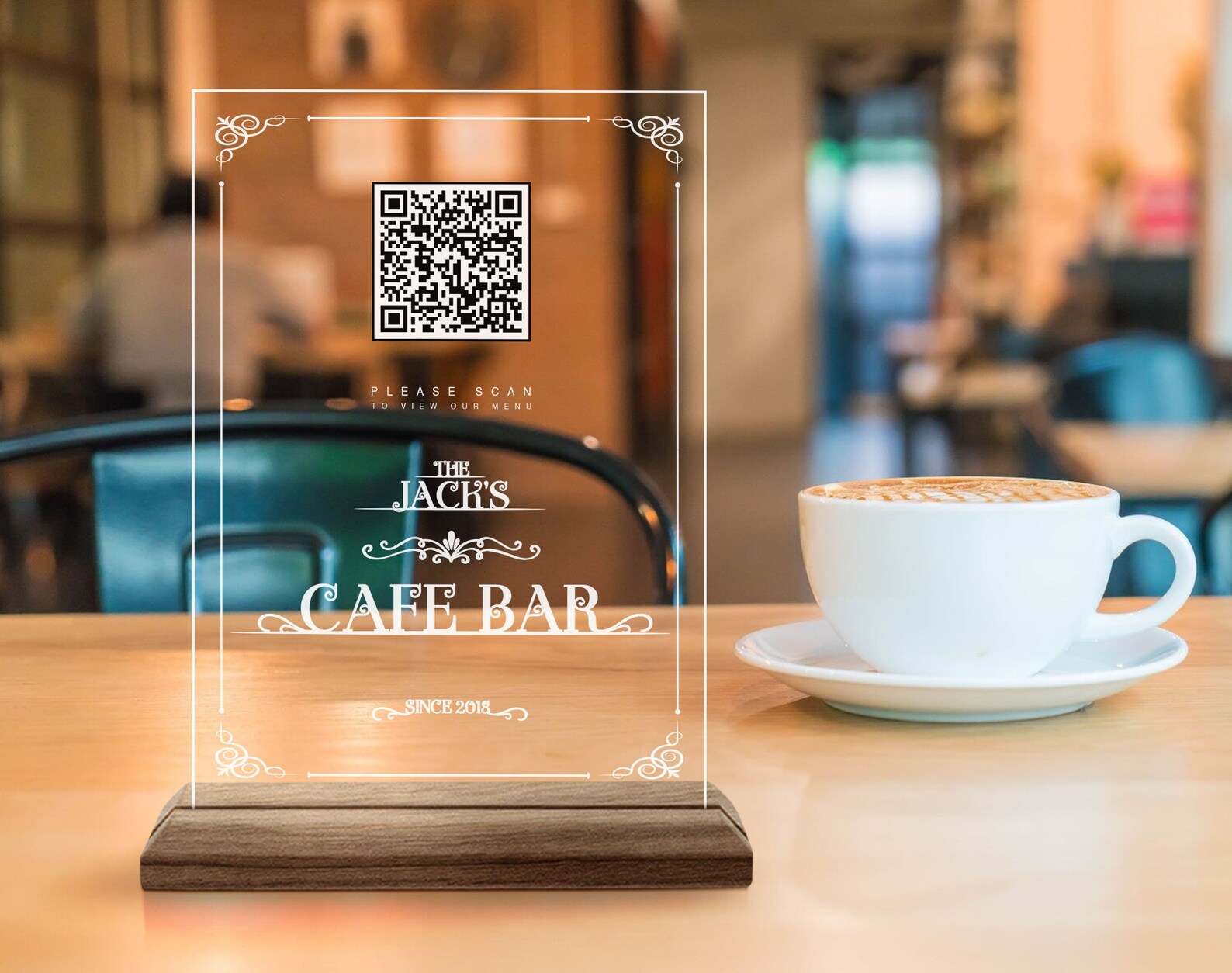 Custom Made QR Code Menu Sign Custom Natural Wood and Acrylic - Etsy