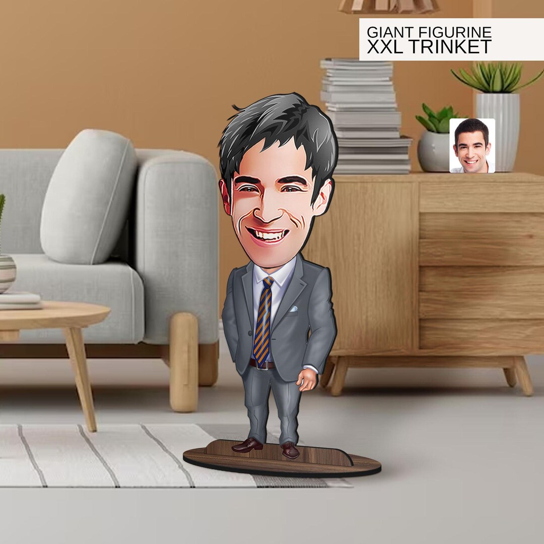 Personalized 3D Wooden Cartoon Boss CEO Oversized Figurine Trinket ...