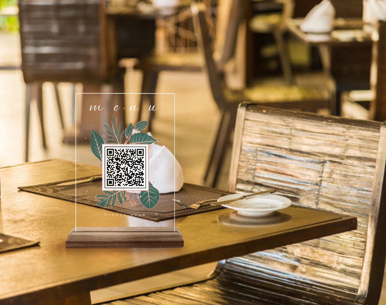 Custom Made QR Code Menu Sign, Custom Natural Wood and Acrylic ...
