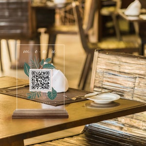 Custom Made QR Code Menu Sign, Custom Natural Wood and Acrylic ...