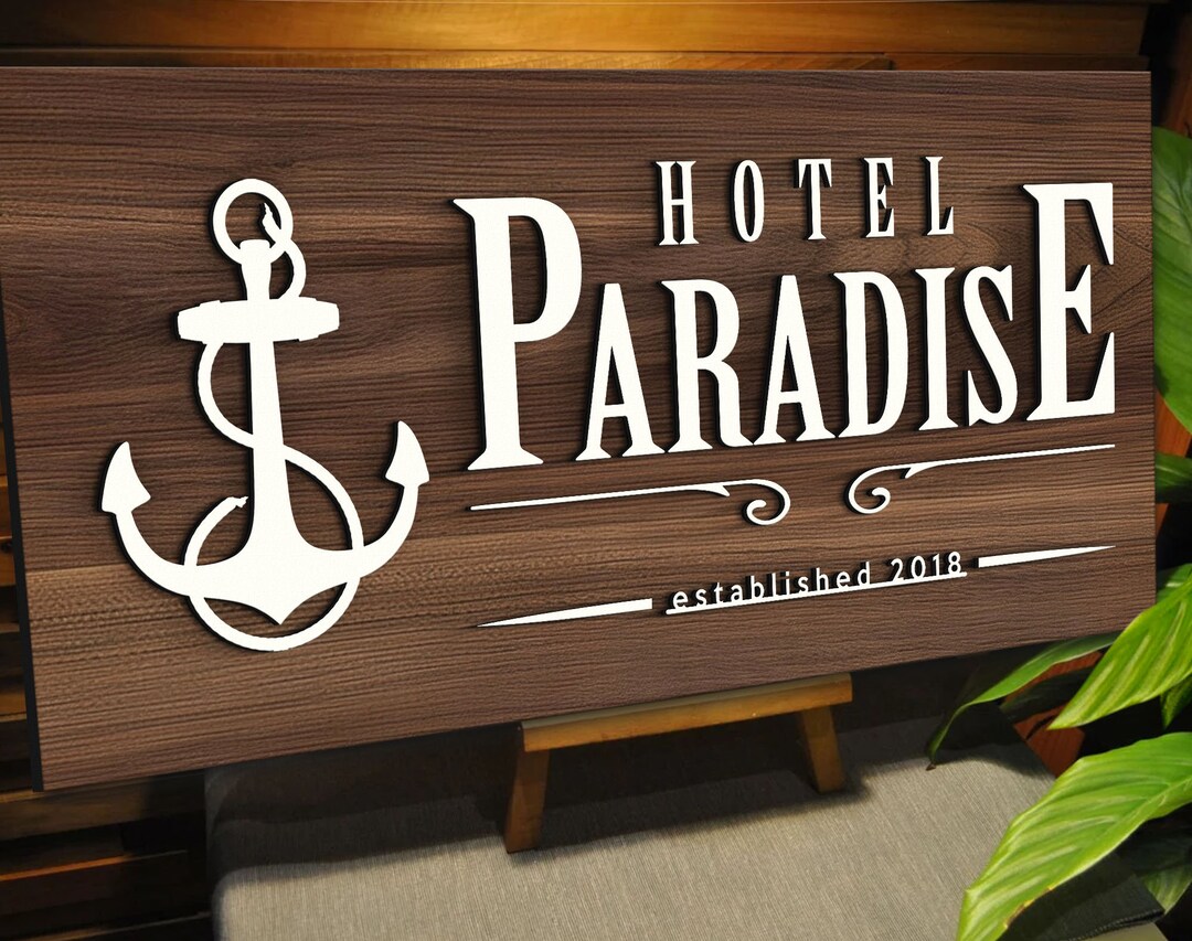 Personalized Logo Hotel Sign, Yacht Club Sign, Custom Wood Sign ...
