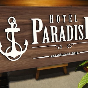 Personalized Logo Hotel Sign, Yacht Club Sign, Custom Wood Sign ...
