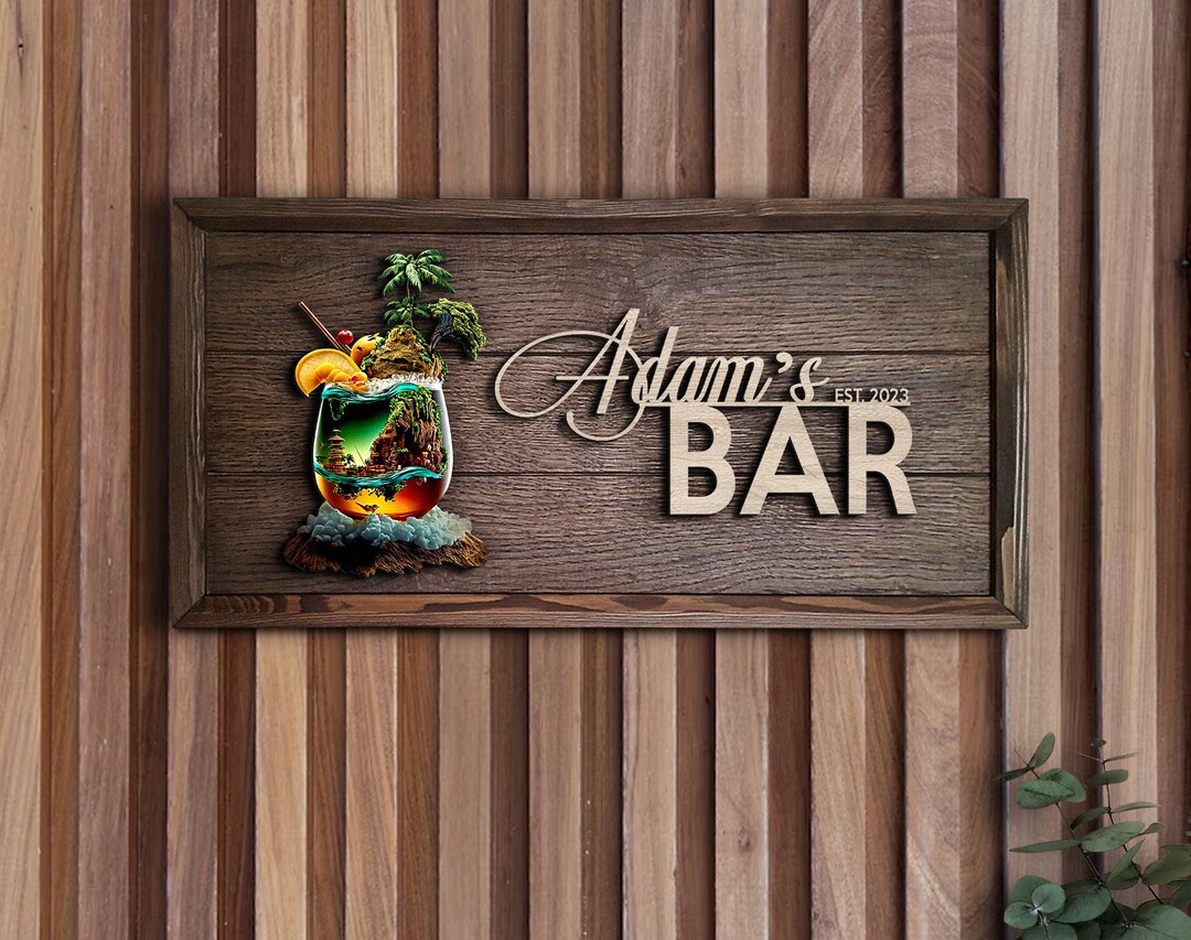 Personalized Handmade Oak Tree Bar Sign Custom Wood Bar Sign - Etsy