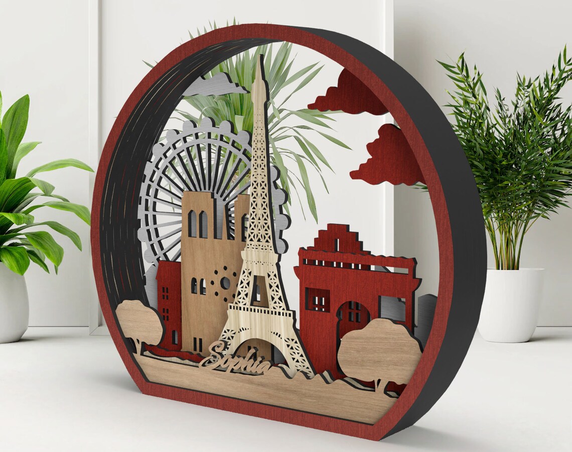 Handcrafted 12 Layered 3D Paris City Wooden Decoretive Wall - Etsy