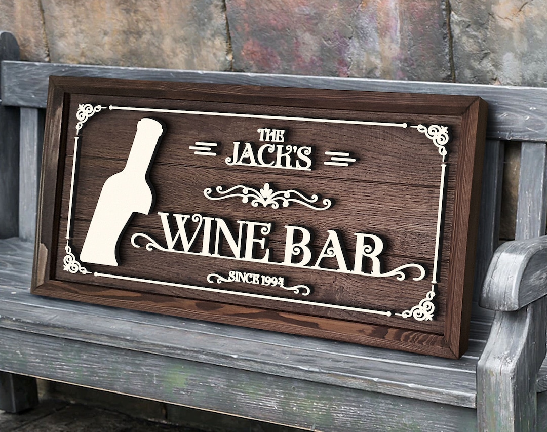 Personalized Handmade Oak Tree Bar Sign, Custom Wood Bar Sign, Bar and ...