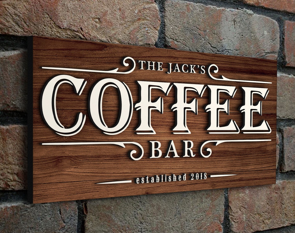 Personalized Coffee Bar Sign Wooden Sign Gift Custom Wood - Etsy