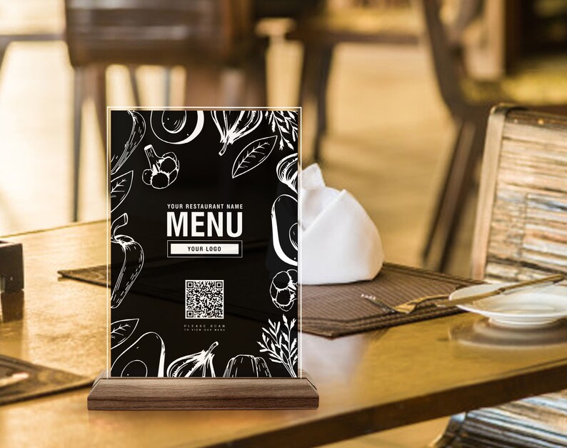 Custom Made QR Code Menu Sign Custom Natural Wood and Acrylic - Etsy