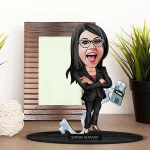 Personalized 3D Wooden Cartooned Accountant Figurine Trinket, Custom ...