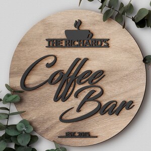 Personalized Coffee Bar Coffee Shop Sign Round Wooden Sign - Etsy