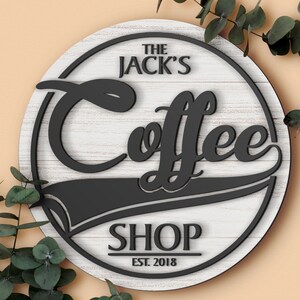 Personalized Coffee Bar Coffee Shop Sign Round Wooden Sign - Etsy