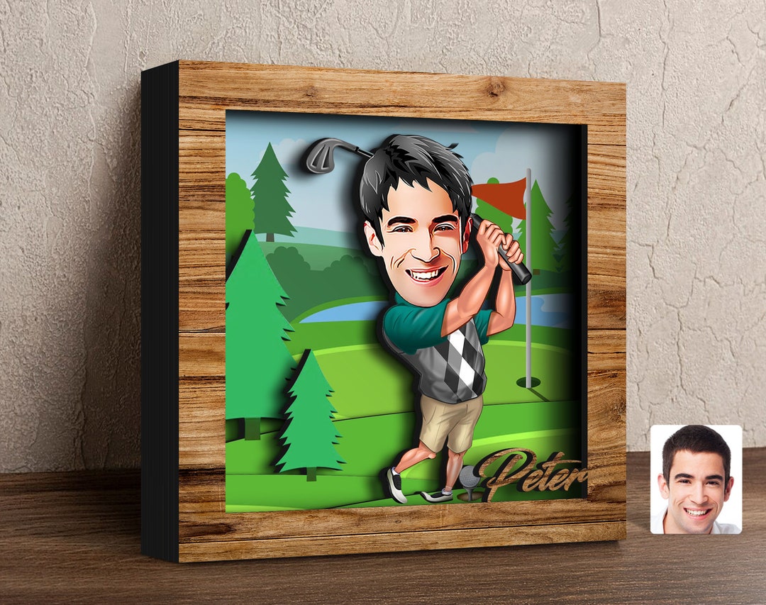 Personalized Golfer 3D Handcrafted Seven Layered Wooden Shadow Box ...