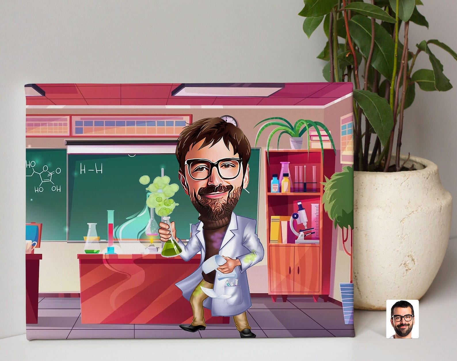 Personalized Science Teacher Caricature Drawing, Cartoon From Photo ...