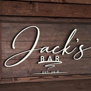 Personalized Handmade Oak Tree Bar Sign, Custom Wood Bar Sign, Bar and ...