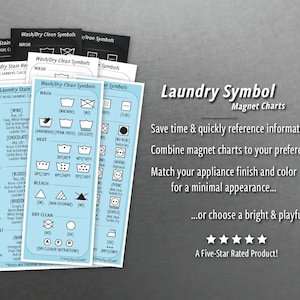 Laundry Room Guide Magnet Chart, Laundry Symbol Care Instructions ...