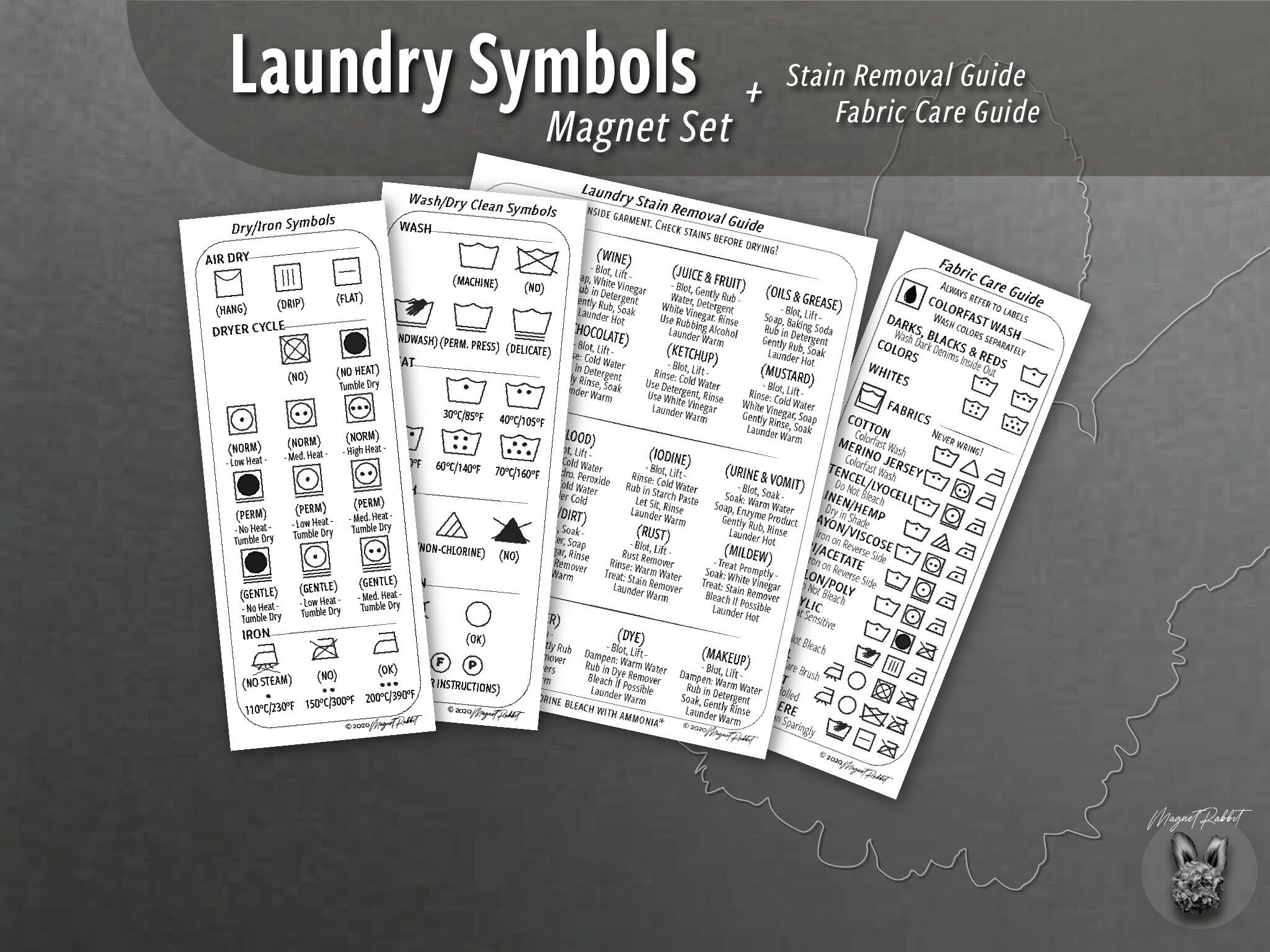 Laundry Room Guide Magnet Chart Laundry Symbol Care - Etsy
