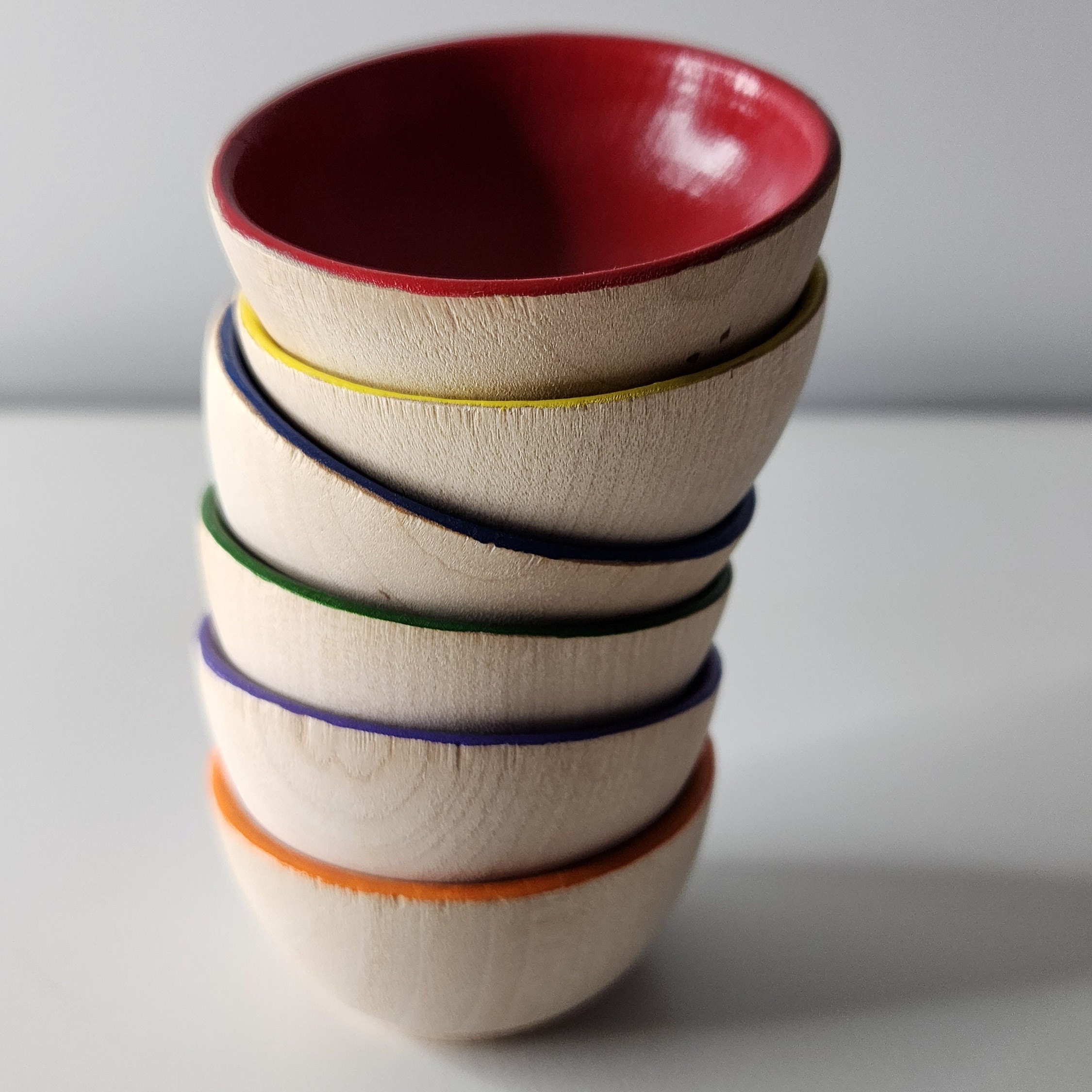 Wooden Rainbow Stacking + Sorting Bowls - Etsy
