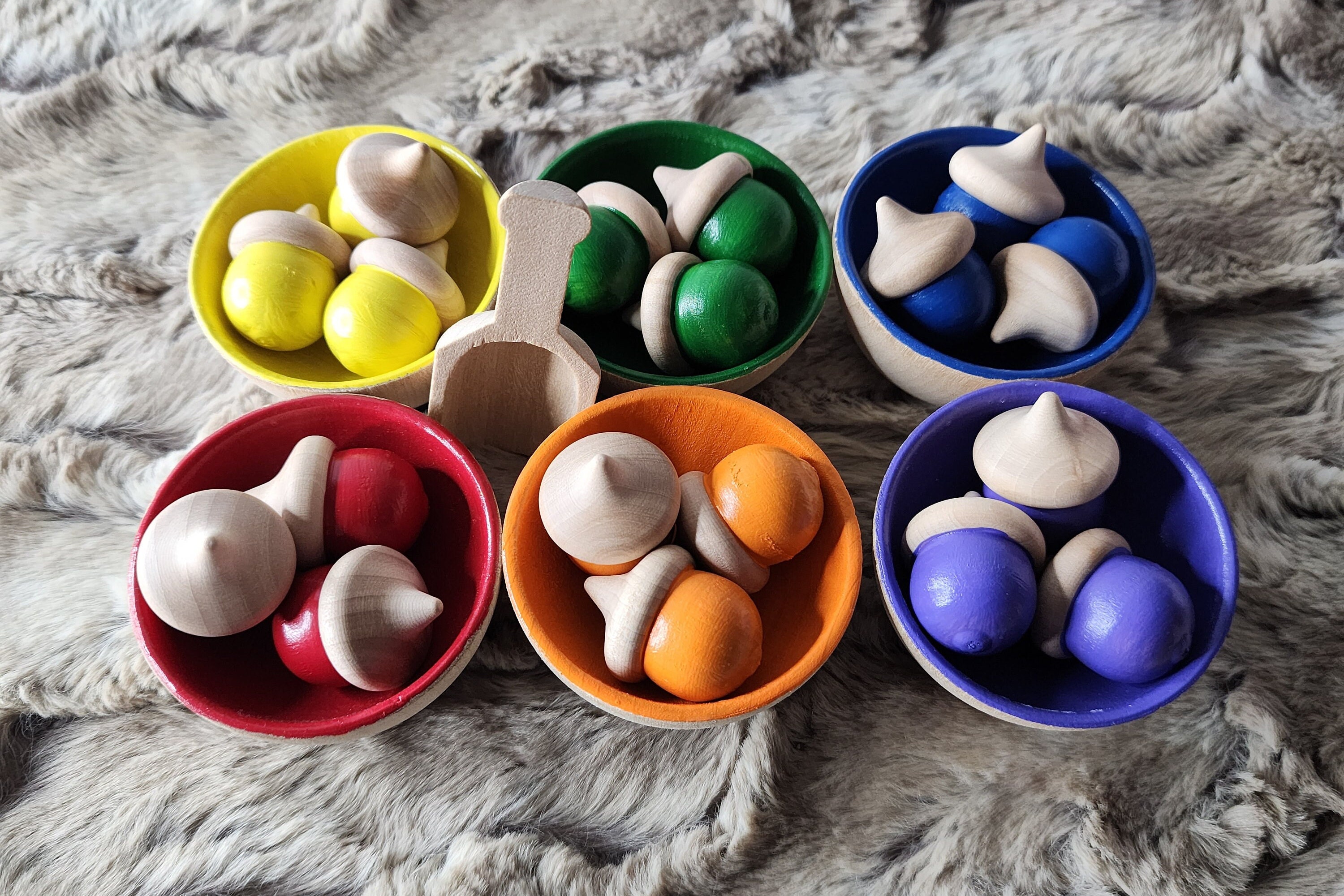 Rainbow Acorn and Bowls Sorting Set - Etsy Canada