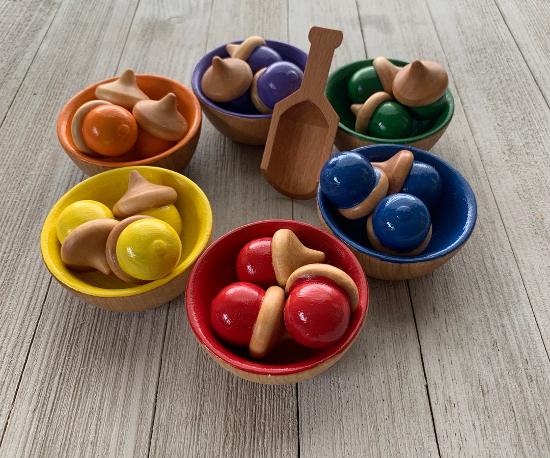 Rainbow Acorn and Bowls Sorting Set - Etsy Canada