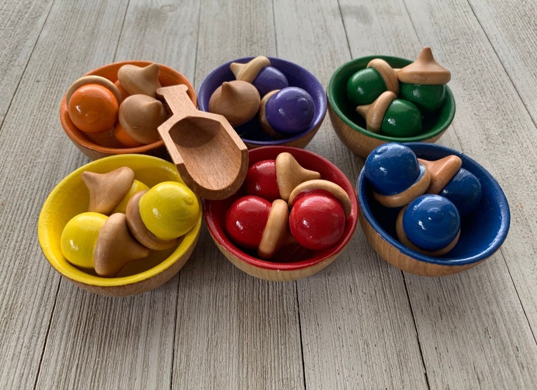 Rainbow Acorn and Bowls Sorting Set - Etsy