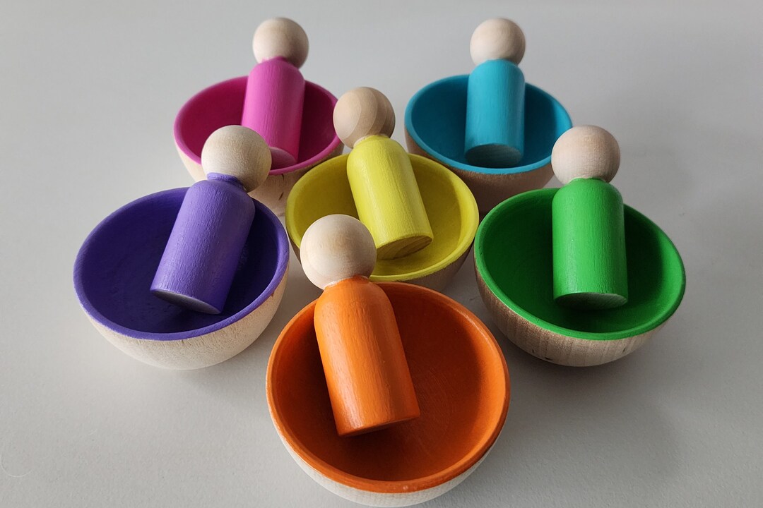 Pastel Pegs and Bowls Matching & Sorting Game - Etsy