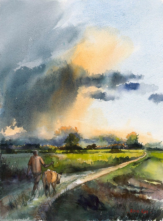 Indian Watercolor Landscape Paintings