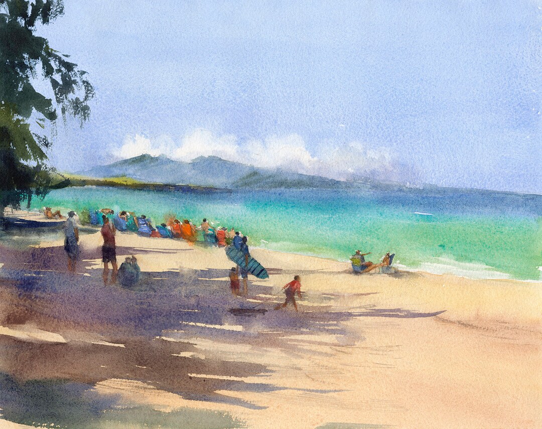 Kailua Hawaii Beach Watercolor Painting: Giclee Print - Etsy