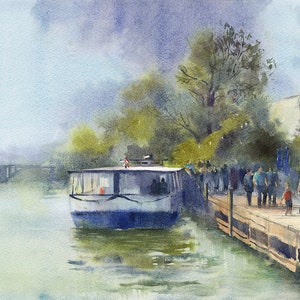 Georgetown DC Watercolor Art Print: Sailboat Painting, Nautical Decor ...