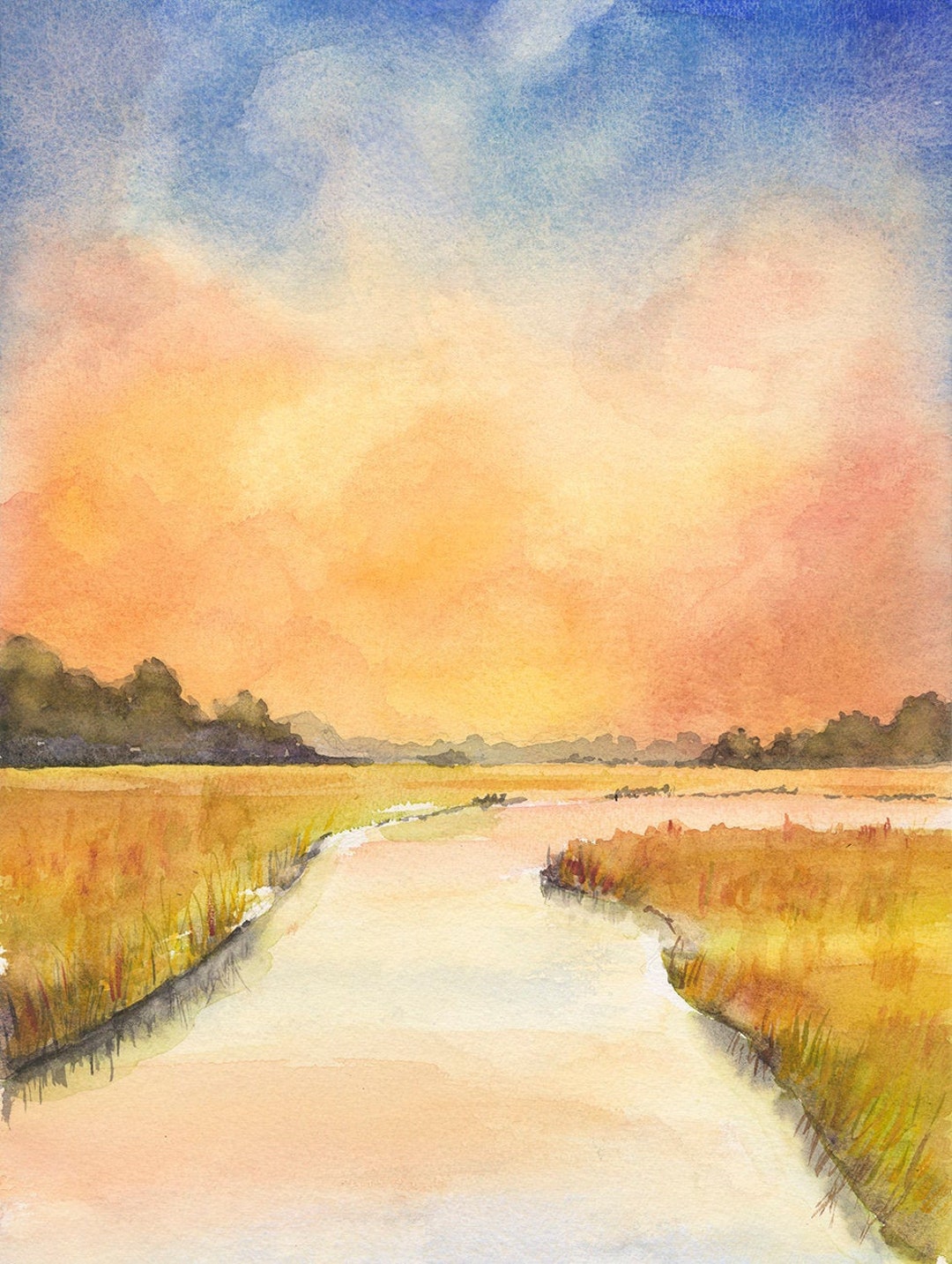 Cape Cod at Sunset - Original Watercolor by Joe Godfrey, Gifts for Mom ...