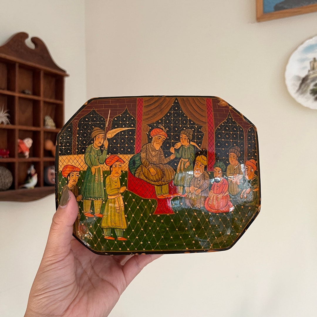 Vintage Hand Crafted Kashmir Box, Limited Painted Box, Hand Painted Box ...