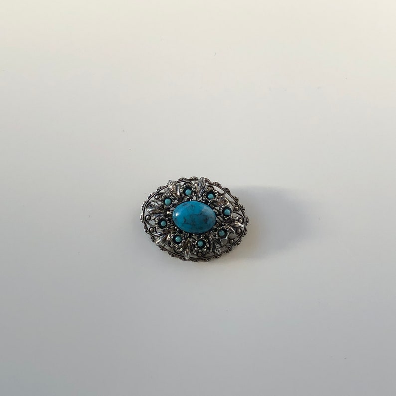 Beautiful Vintage Brooch With Turquoise Blue Gemstones - Etsy