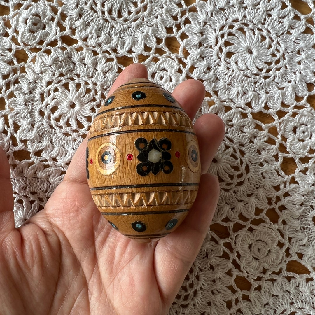 Vintage Wooden Russian Easter Egg With Inlays, Easter Decoration - Etsy