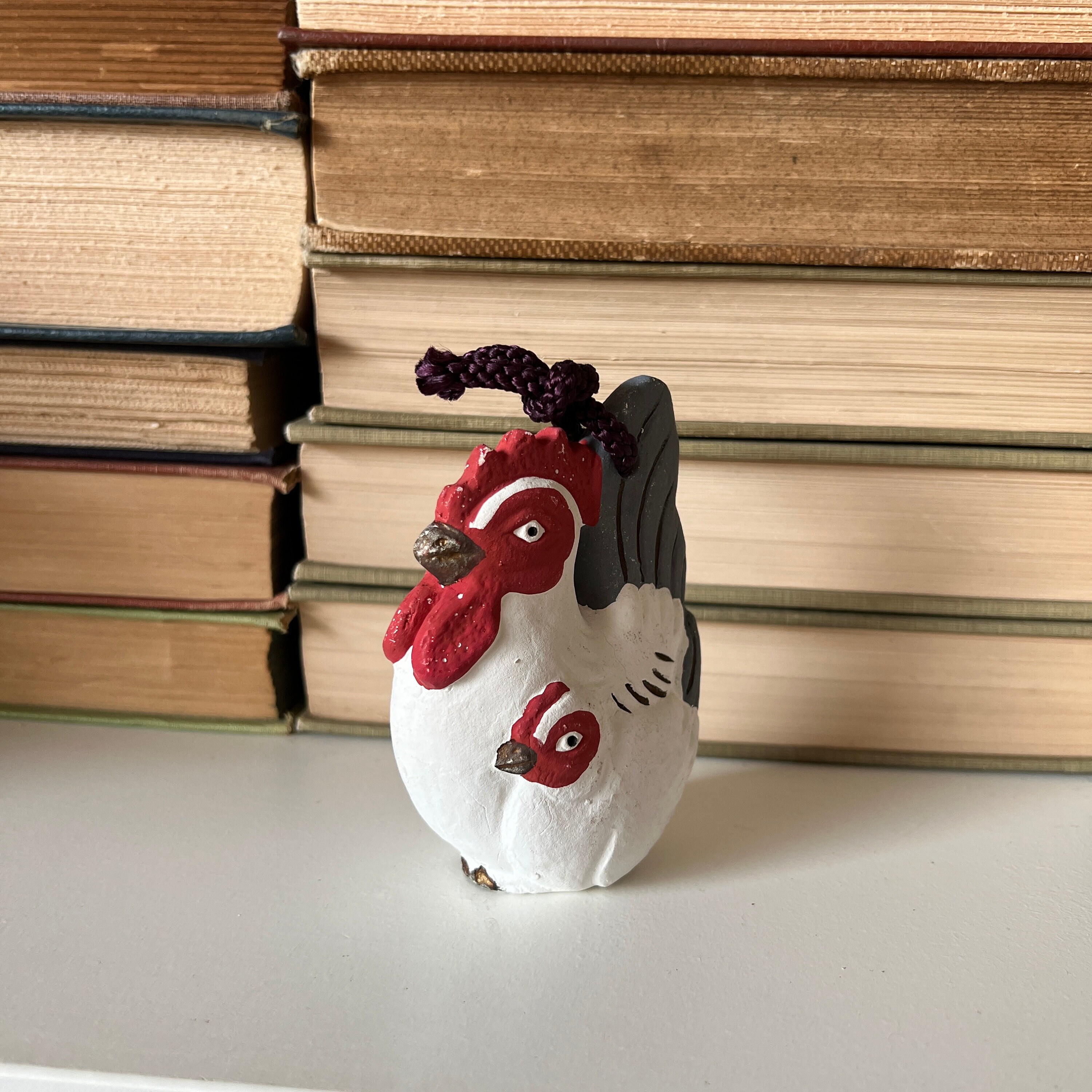 Vintage Japanese Roster Bell, Japanese Ceramic Bell, Dorei Clay Bells, Roster Lucky Charm, Farm ...