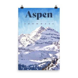 Aspen Snowmass, Aspen Colorado, Aspen Poster, Colorado Ski Poster ...