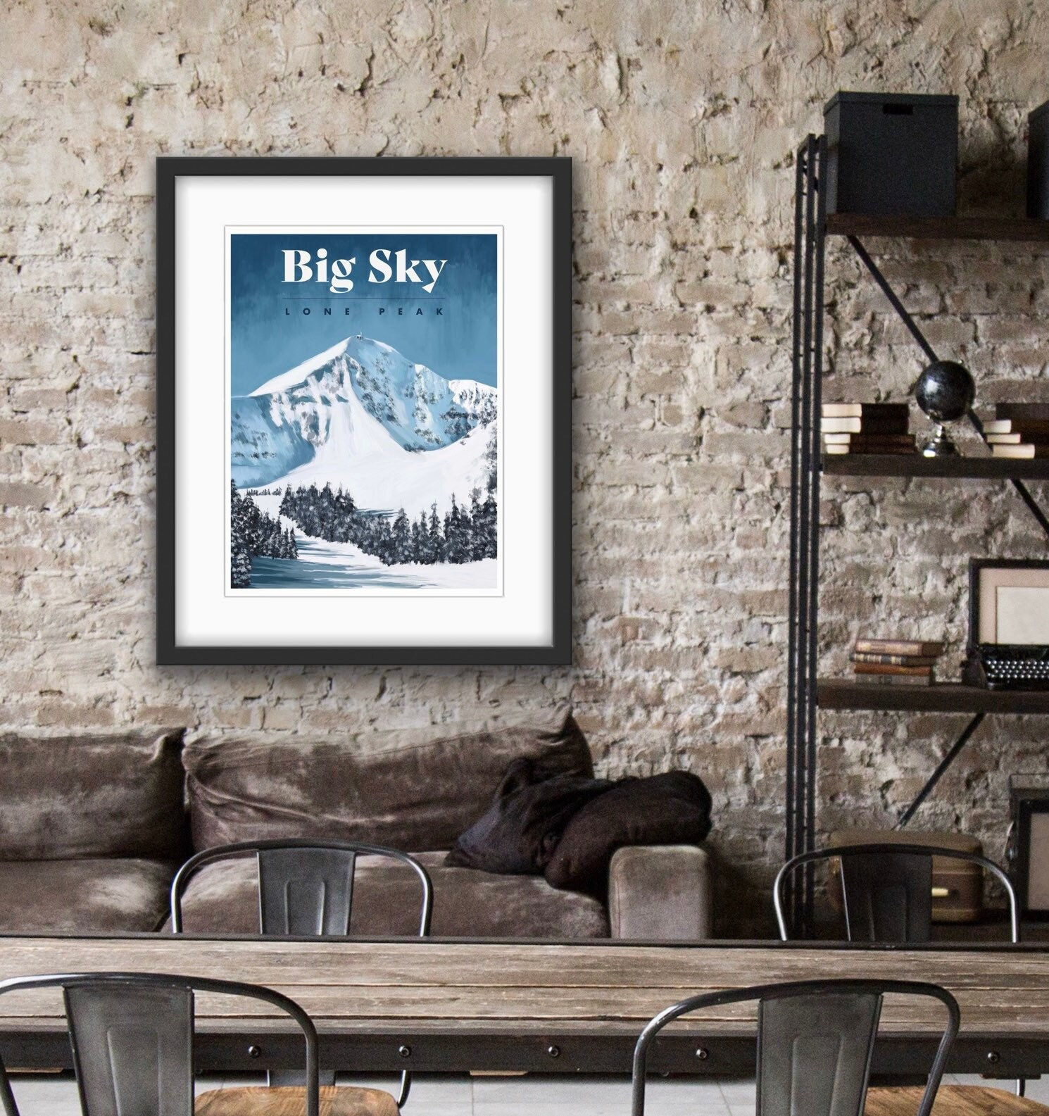 Big Sky Poster BIG Montana Ski Poster Ski Montana Montana Travel Poster Ski Decoration Ski Art ...