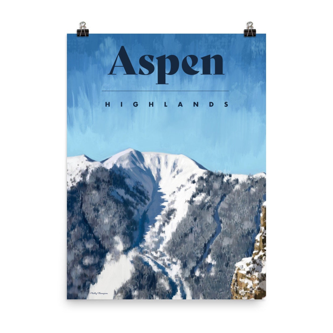 Aspen Highlands Poster - BIG -montana Ski Poster - Ski Montana ...