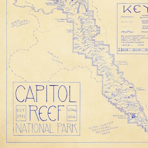 Capitol Reef National Park Map Hand-drawn by Cryptocartography | Map of ...