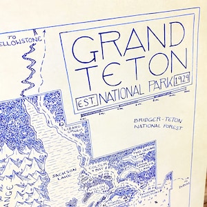 Grand Teton National Park Map Hand-drawn by Cryptocartography | Map of ...