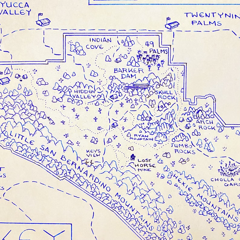 Joshua Tree National Park Map Hand-drawn by Cryptocartography | Map of ...