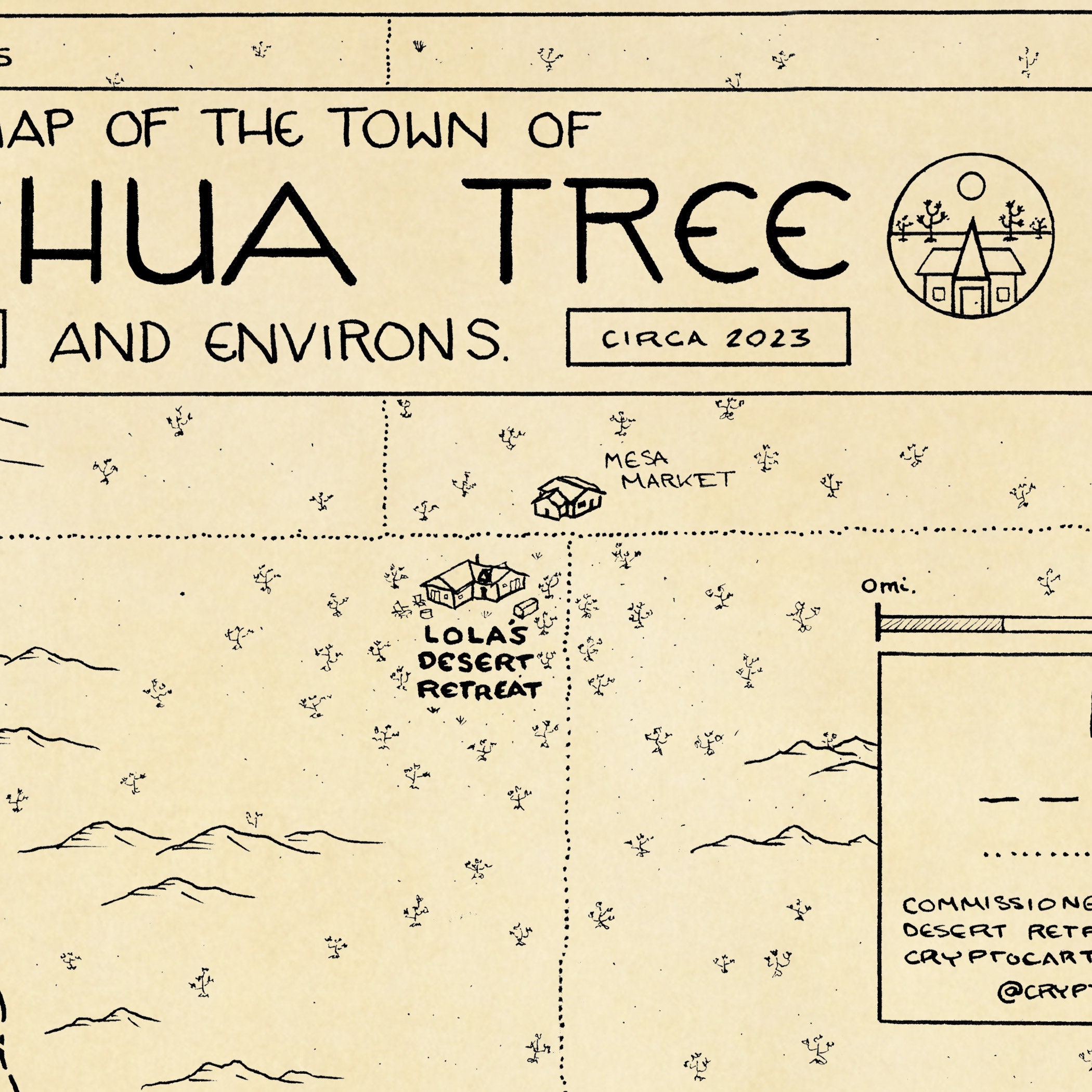 Joshua Tree & Yucca Valley Map Art Print: Hand-drawn California Town ...