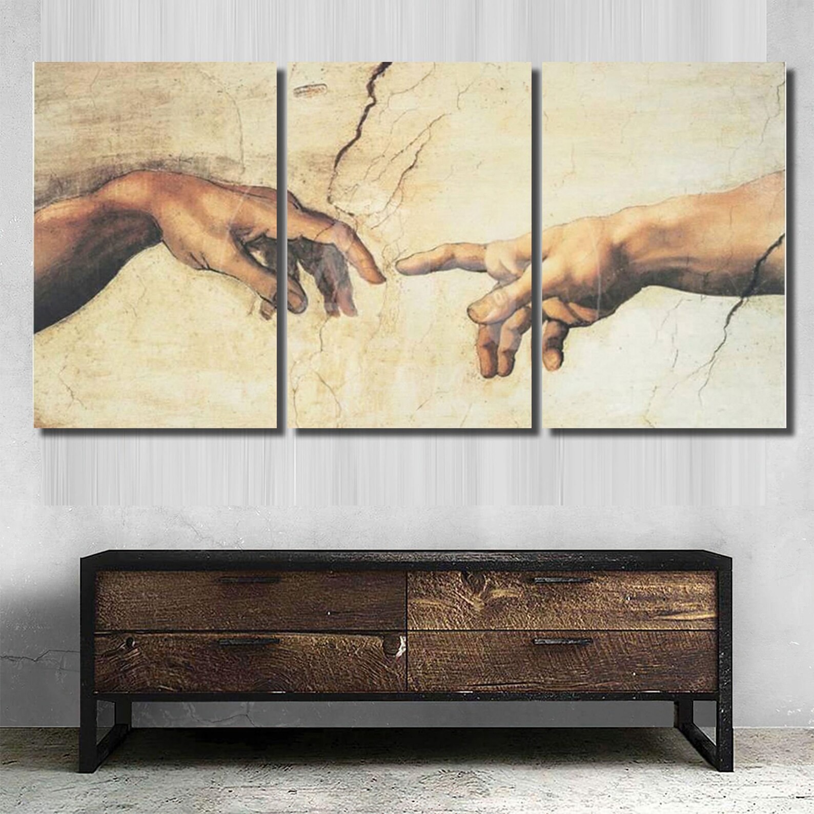 Creation Of Adam Abstract Canvas Art Wall Decor 3 5 Piece | Etsy