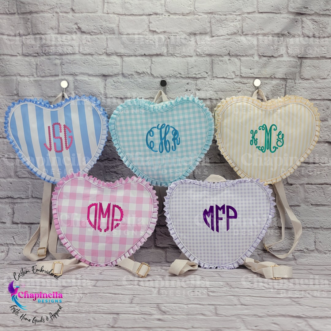 Heart Shape Embroidered Custom Backpack, Girl Custom Valentines Day ...